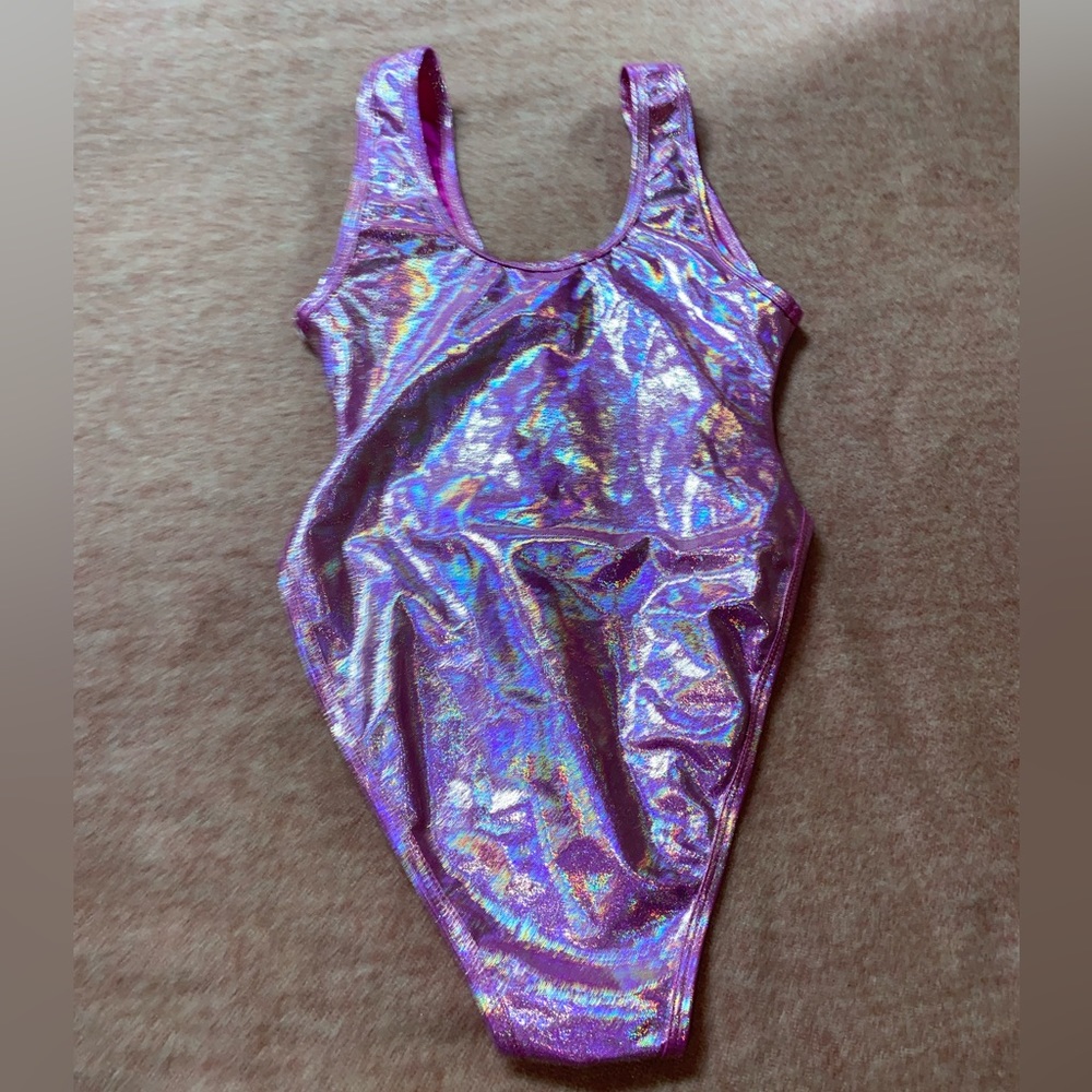 Vintage Reflective/ Holographic One Piece Swim Suit - Gem